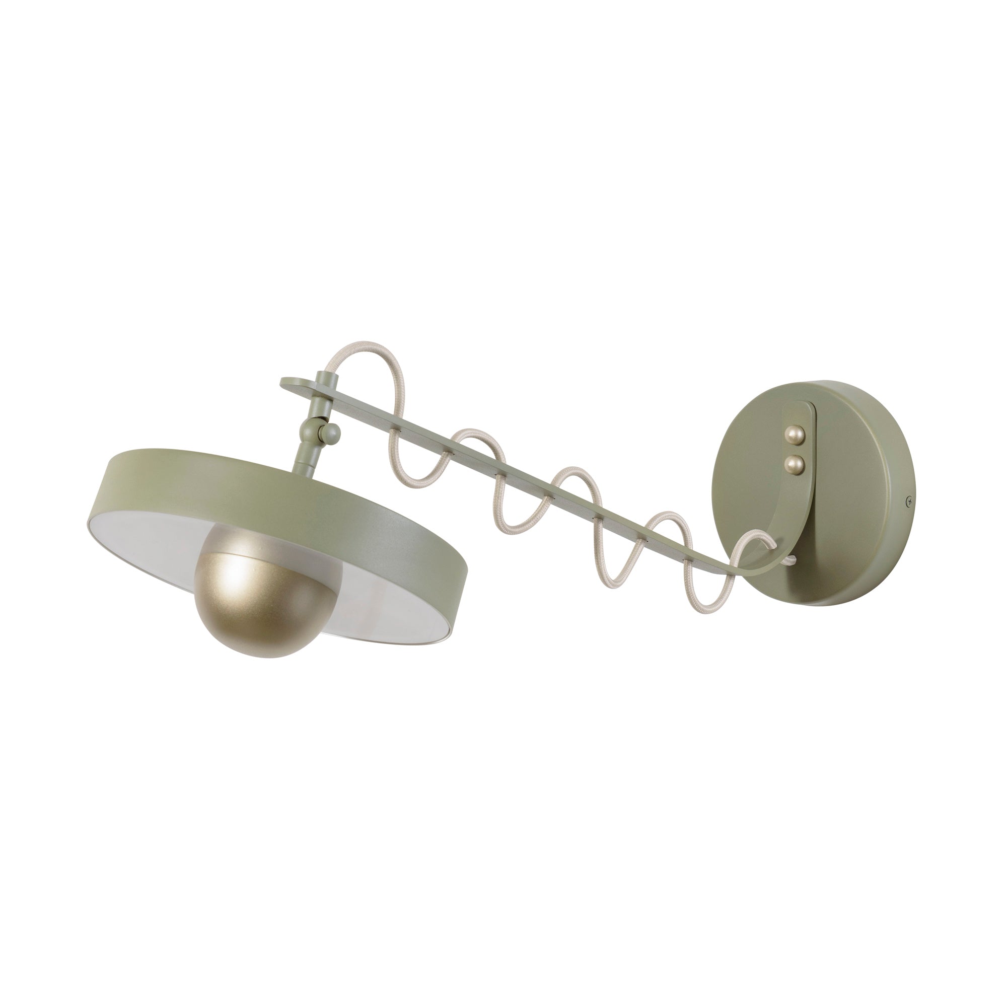 Arandela ZIGUE-ZAGUE haste longa microtextura verde + botão polido + f ...