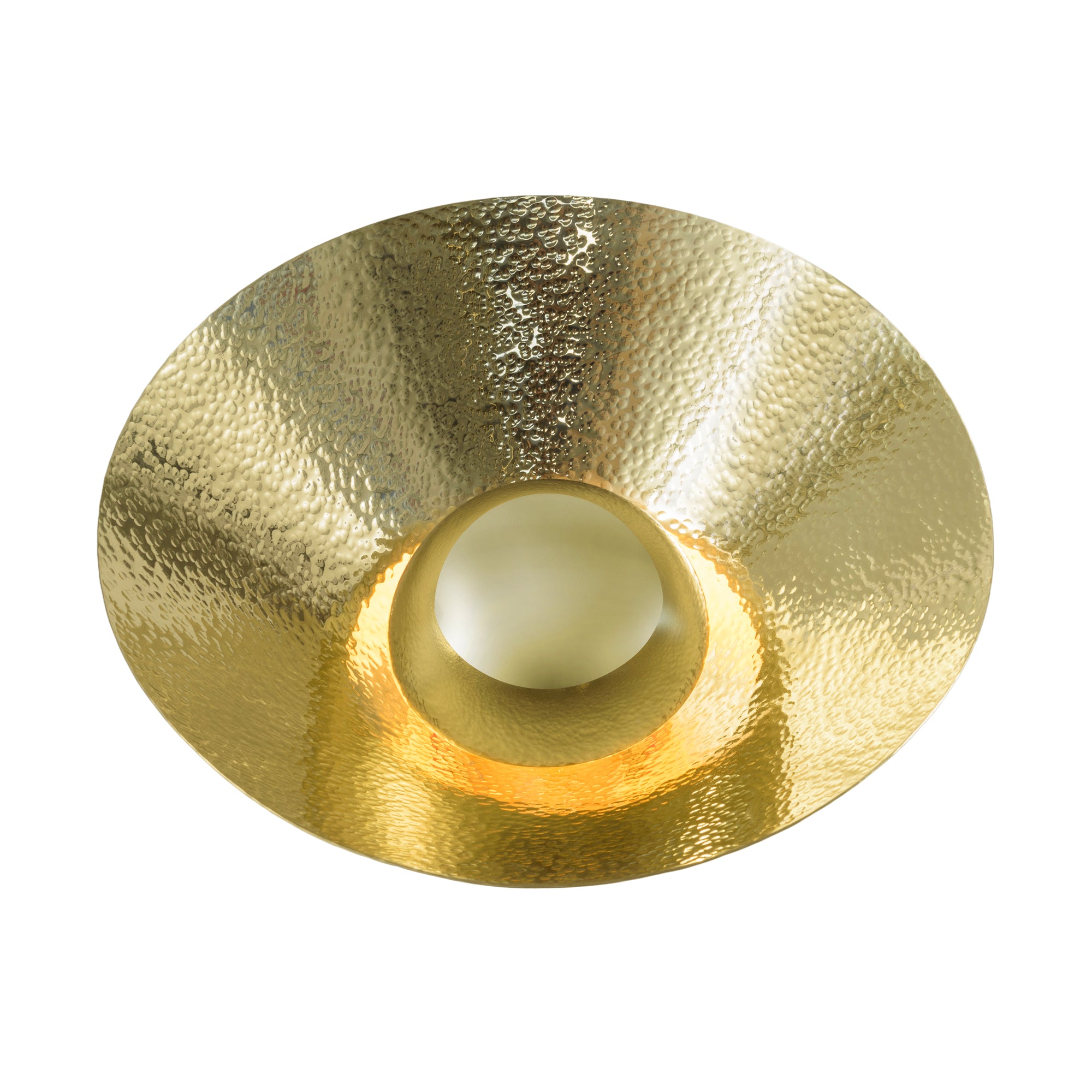 Luminaire GIRASSOL M polished hammered brass shade + polished button b – Itens Collections