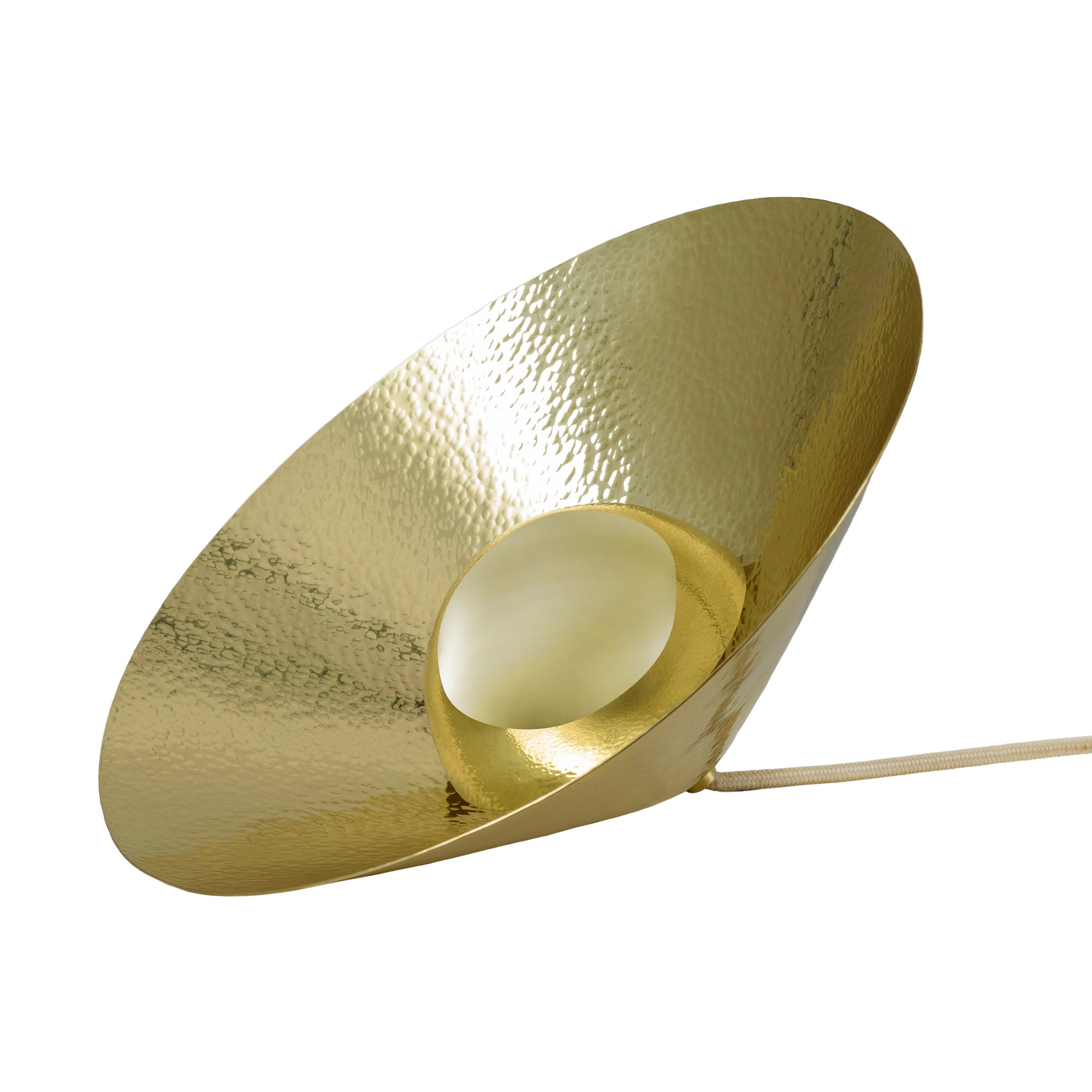 Luminaire GIRASSOL M polished hammered brass shade + polished button b – Itens Collections